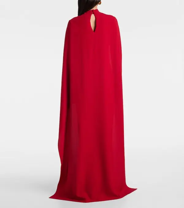 TALLER MARMO Carrington Caped Crêpe Cady Gown - Red