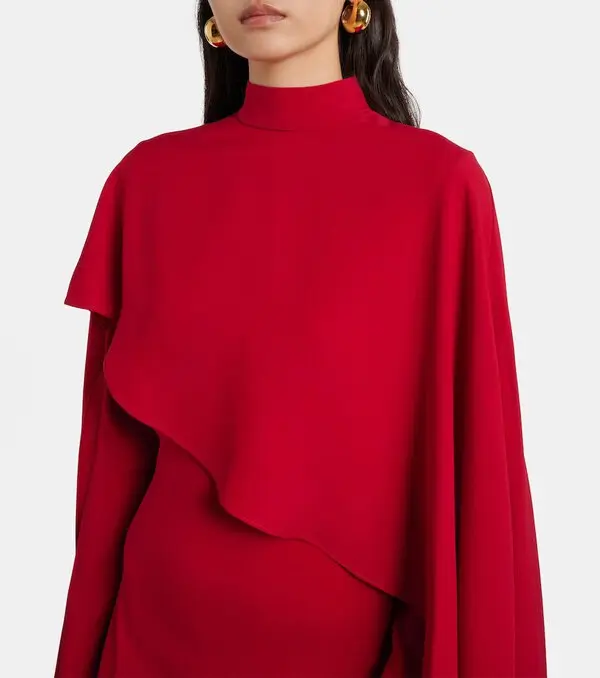 TALLER MARMO Carrington Caped Crêpe Cady Gown - Red