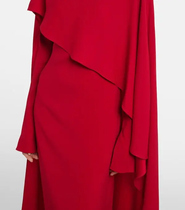 TALLER MARMO Carrington Caped Crêpe Cady Gown - Red