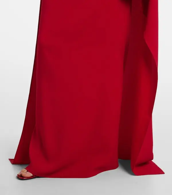 TALLER MARMO Carrington Caped Crêpe Cady Gown - Red