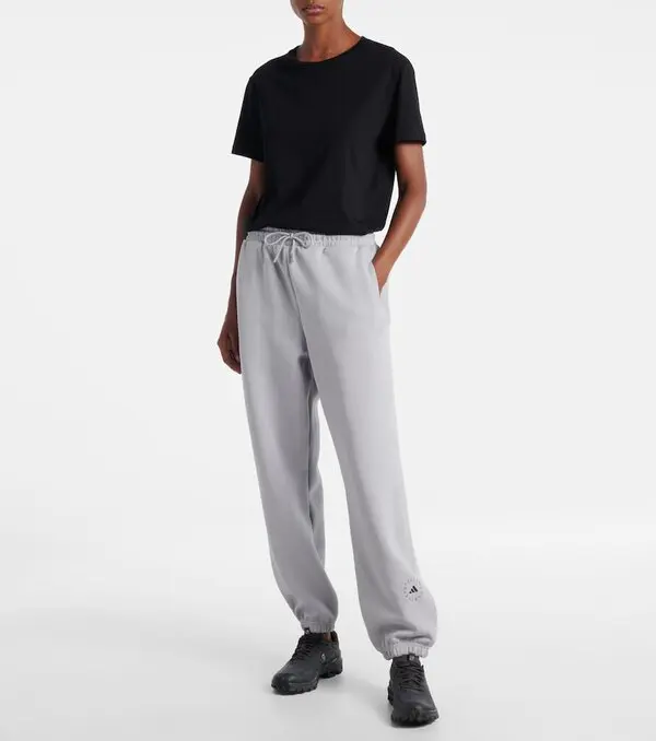 Adidas By Stella McCartney Cotton-blend Fleece Sweatpants - Grey