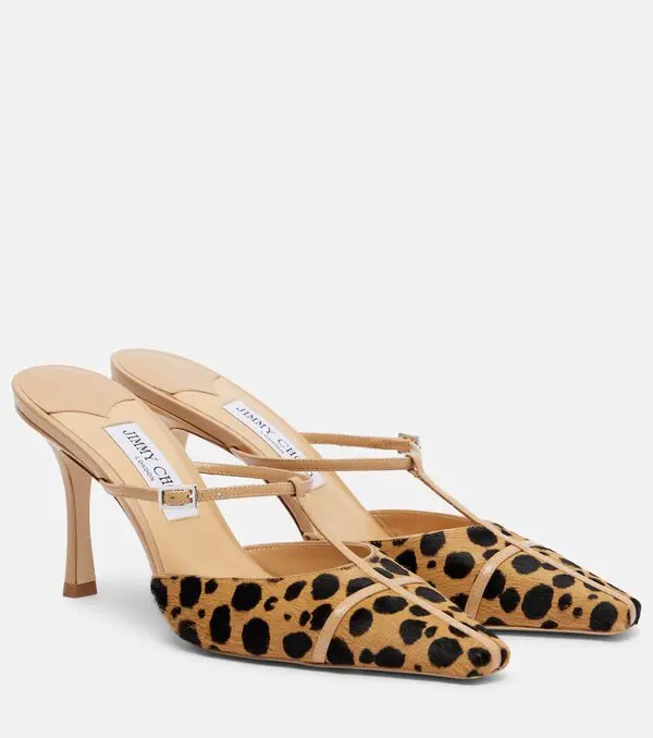 JIMMY CHOO X Conner Ives Gloria 85 Calf Hair Mules - Beige
