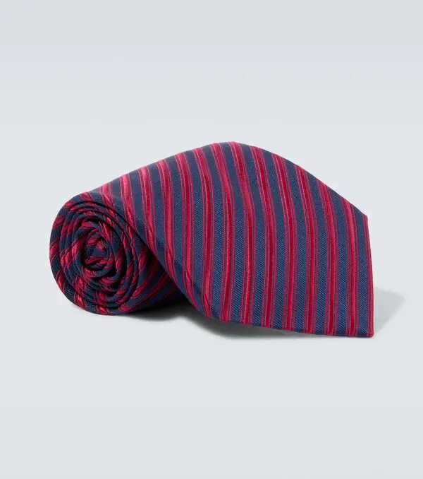 Charvet Striped Silk Jacquard Neck Tie - Red