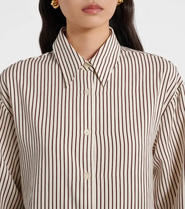 THE FRANKIE SHOP Peri Striped Poplin Shirt - Beige