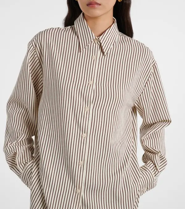 THE FRANKIE SHOP Peri Striped Poplin Shirt - Beige