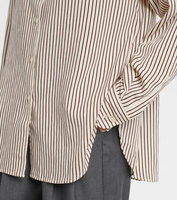THE FRANKIE SHOP Peri Striped Poplin Shirt - Beige