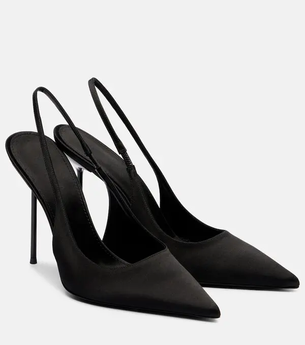 Paris Texas Lidia 105 Satin Slingback Pumps - Black