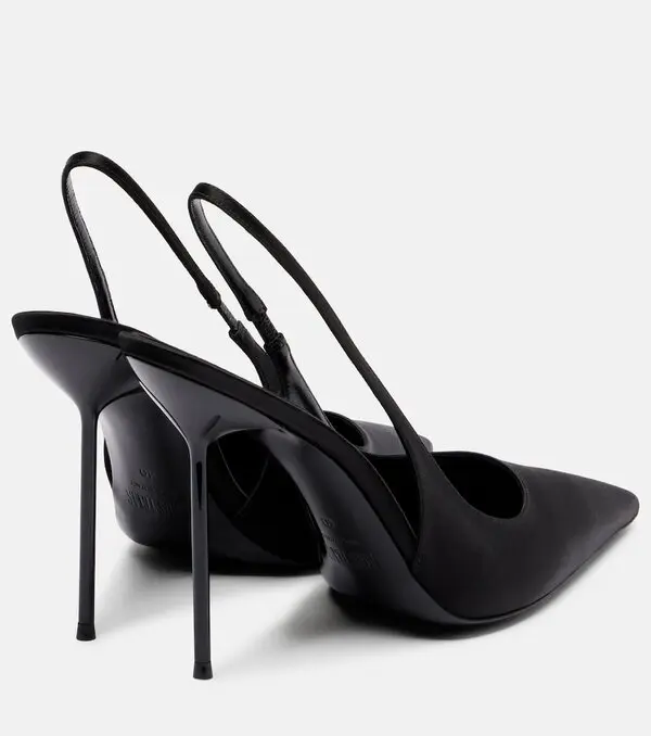 Paris Texas Lidia 105 Satin Slingback Pumps - Black