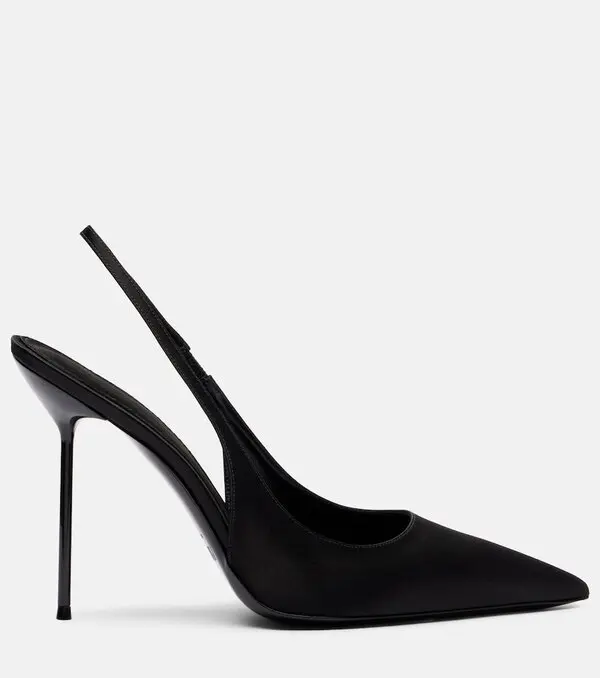 Paris Texas Lidia 105 Satin Slingback Pumps - Black