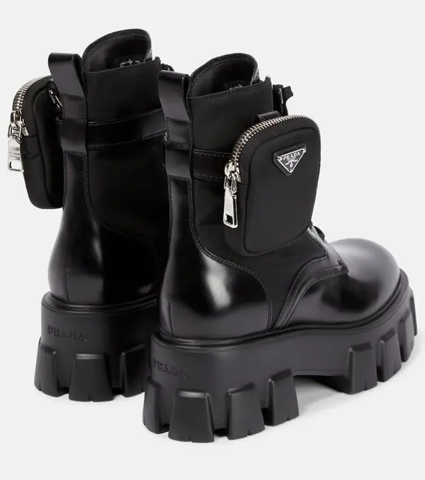 Prada Monolith Leather Ankle Boots