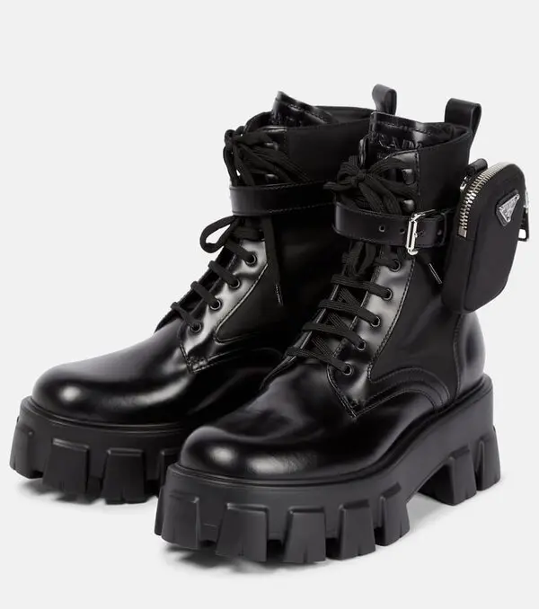 Prada Monolith Leather Ankle Boots