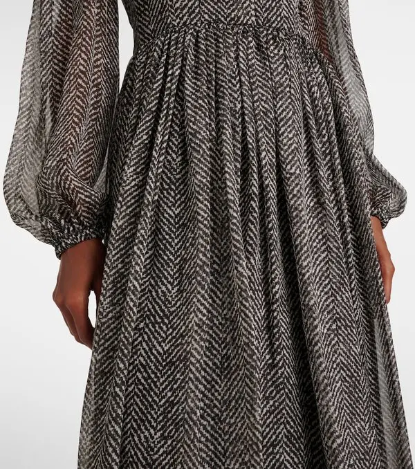 Dolce & Gabbana Chevron Tie-neck Silk-blend Midi Dress