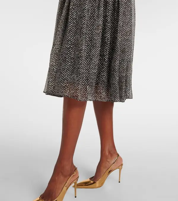 Dolce & Gabbana Chevron Tie-neck Silk-blend Midi Dress
