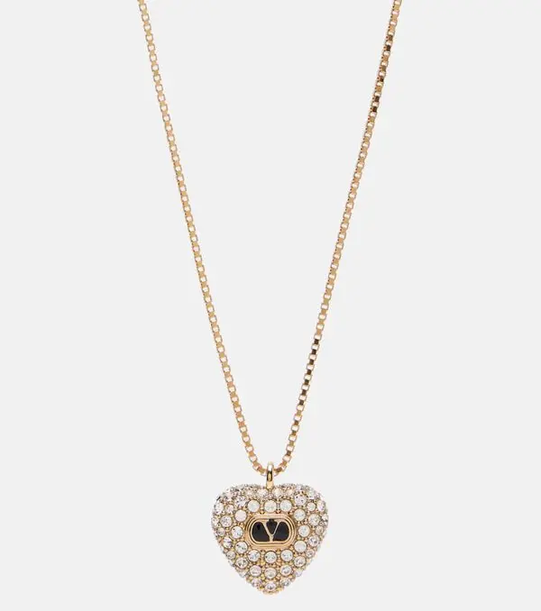 Valentino Garavani Cœur Royal Embellished Pendant Necklace - Gold