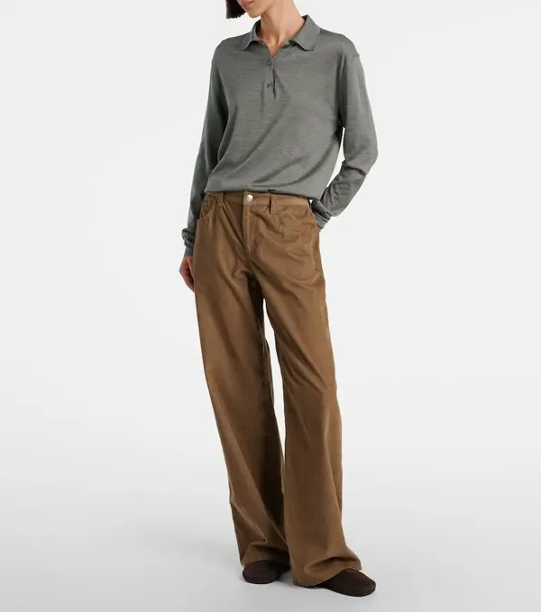 THE ROW Eglitta Corduroy Straight Pants - Beige