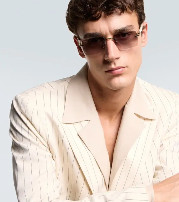 Cartier Signature C De Rectangular Sunglasses - Gold