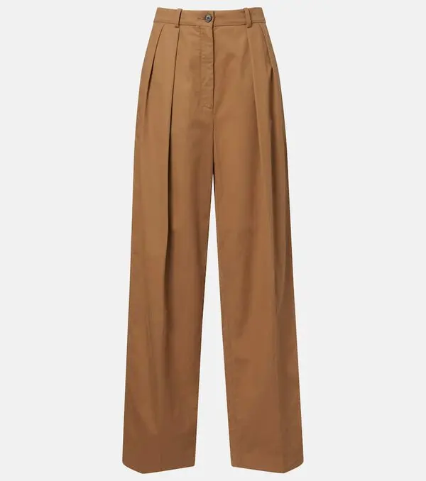 THE ROW Igor Cotton And Cashmere Wide-leg Pants - Beige