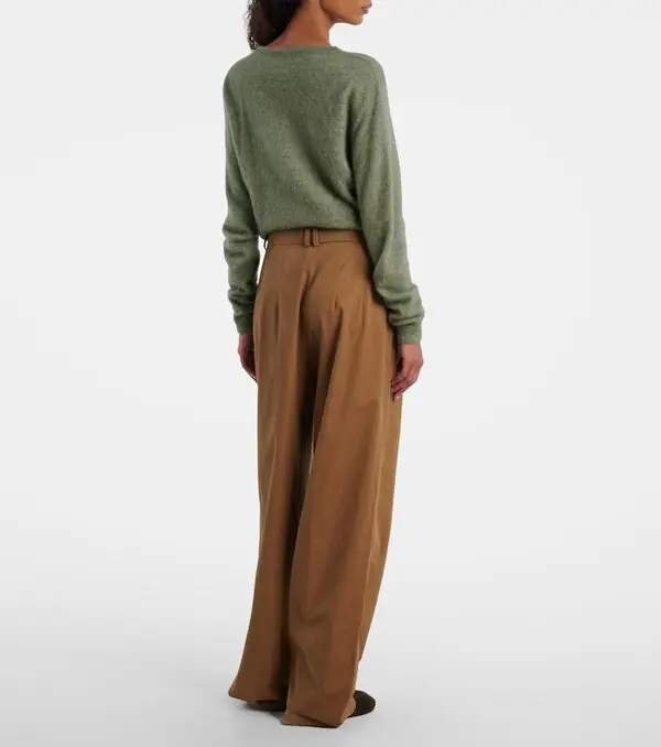 THE ROW Igor Cotton And Cashmere Wide-leg Pants - Beige