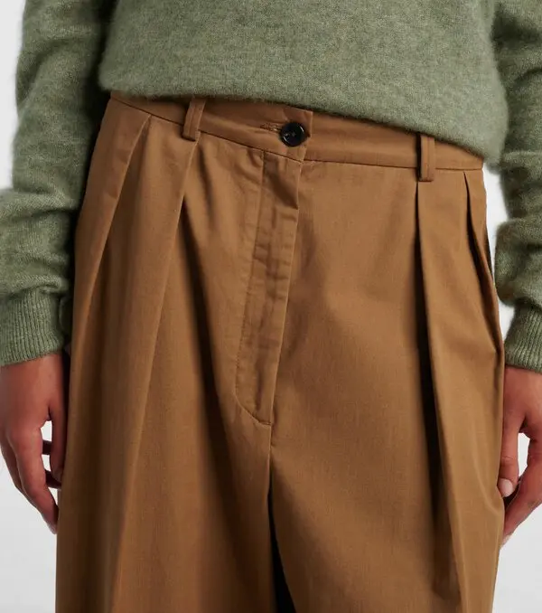 THE ROW Igor Cotton And Cashmere Wide-leg Pants - Beige
