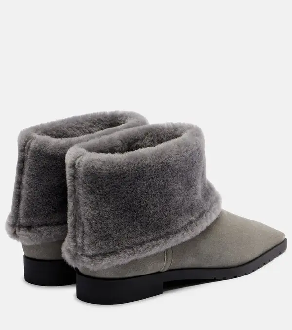 TOTEME Suede And Shearling Ankle Boots - Grey