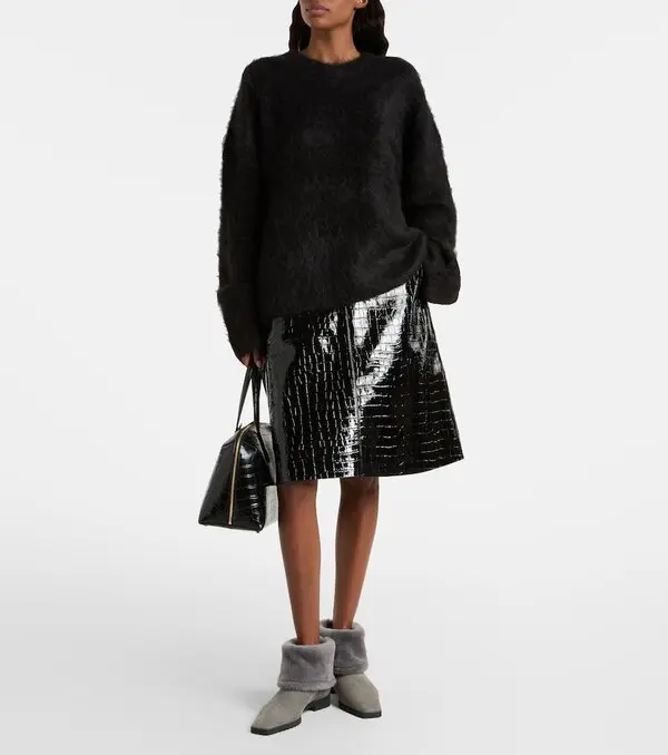 TOTEME Suede And Shearling Ankle Boots - Grey