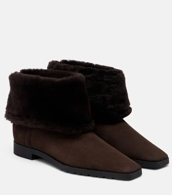TOTEME Shearling-lined Suede Ankle Boots - Brown