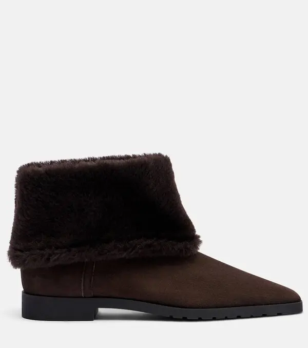 TOTEME Shearling-lined Suede Ankle Boots - Brown
