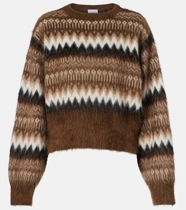 Brunello Cucinelli Wool And Mohair-blend Sweater - Brown