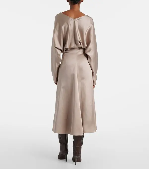 Brunello Cucinelli Silk Midi Skirt