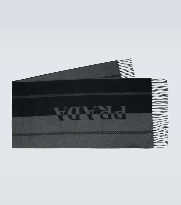 Prada Logo Wool Scarf - Black