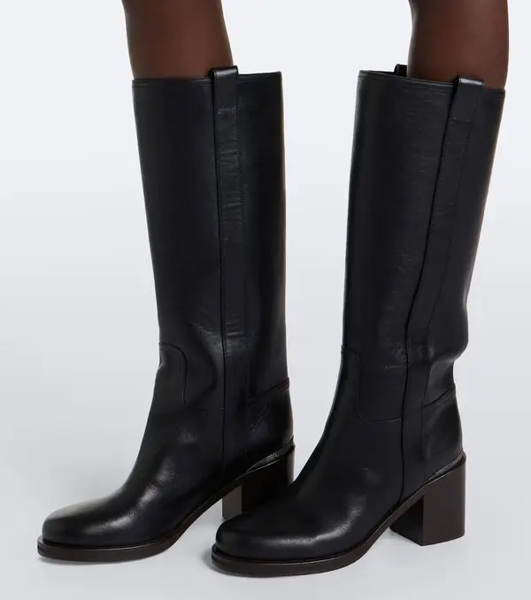 Brunello Cucinelli Monili Leather Knee-high Boots - Black