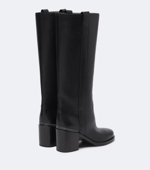 Brunello Cucinelli Monili Leather Knee-high Boots - Black
