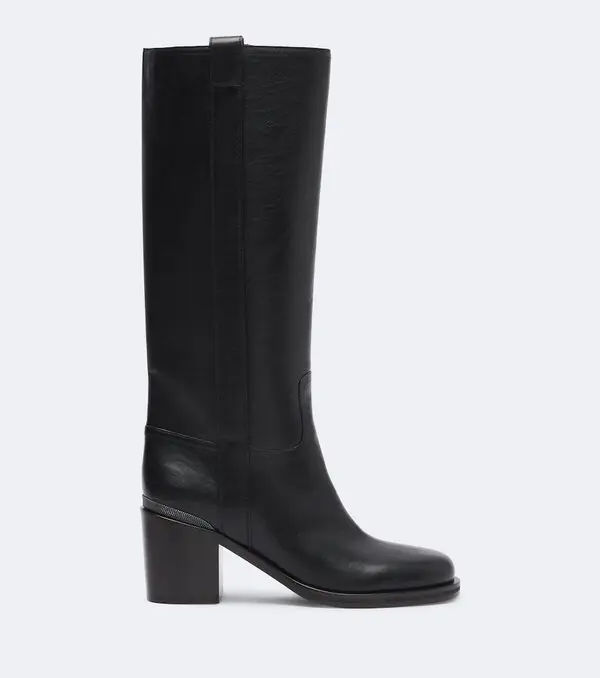 Brunello Cucinelli Monili Leather Knee-high Boots - Black