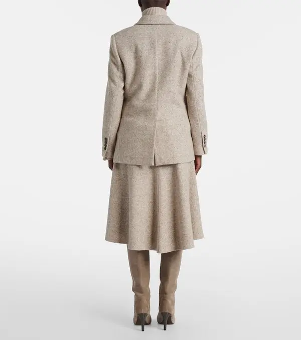 Brunello Cucinelli Double-breasted Wool And Silk-blend Blazer - Beige