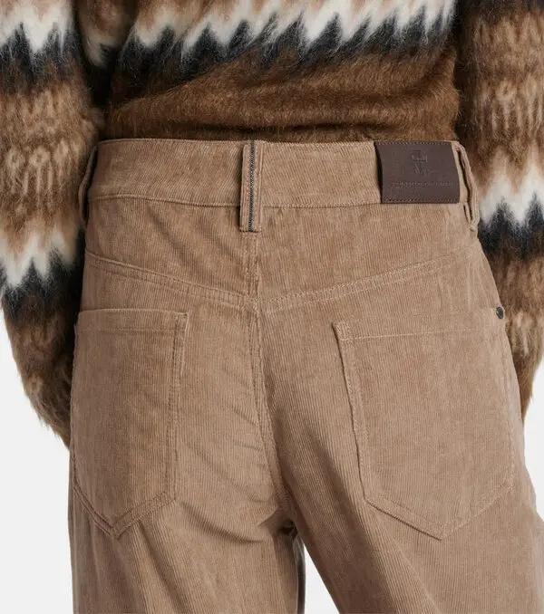 Brunello Cucinelli Monili Cotton Corduroy Straight Pants