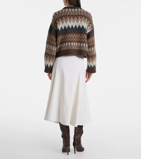 Brunello Cucinelli Cashmere Jacquard Sweater - Brown