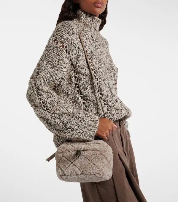 Brunello Cucinelli Quilted Shearling Vanity Bag