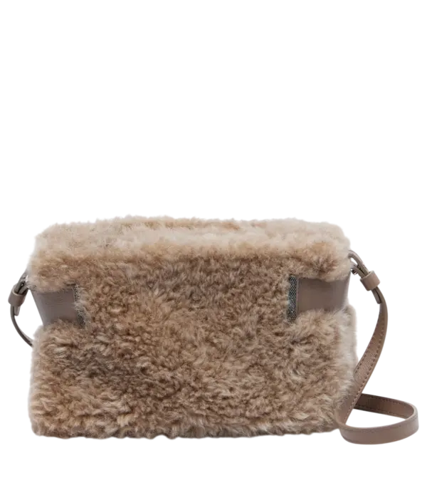Brunello Cucinelli Small Shearling Clutch - Beige