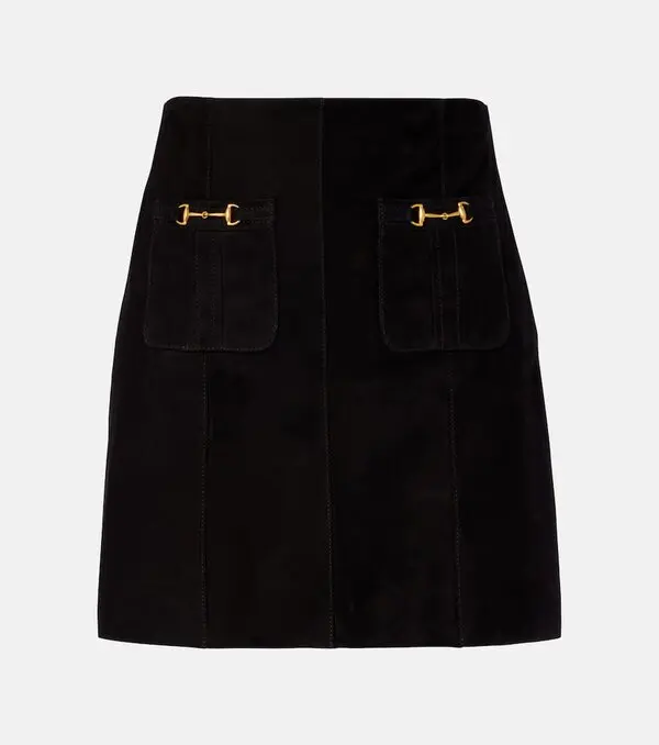 Rixo Wiley Suede Miniskirt - Black