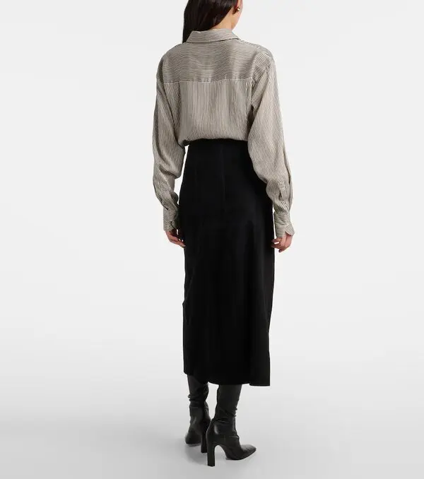 Rixo Edwina High-rise Suede Midi Skirt - Brown