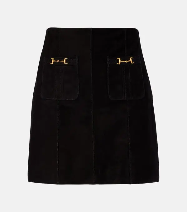 Rixo Wiley Suede Miniskirt - Black