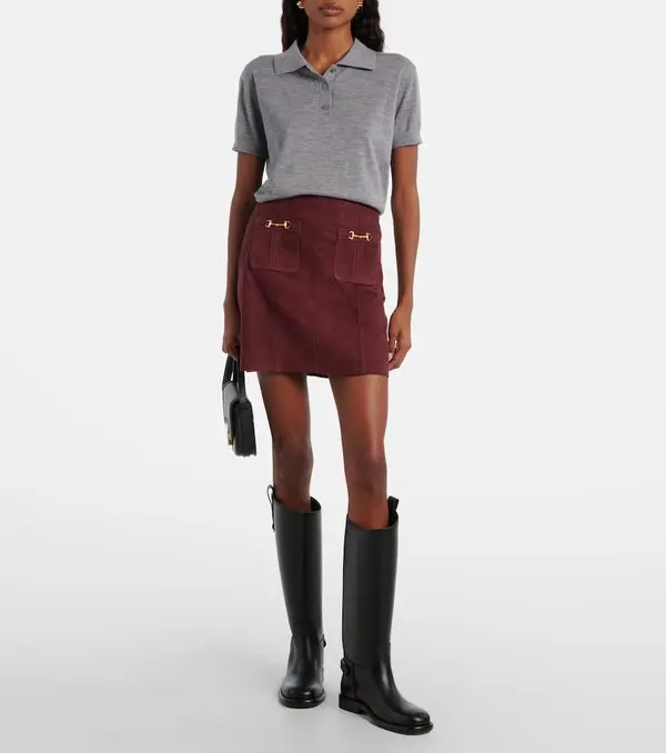 Rixo Wiley Suede Miniskirt - Brown