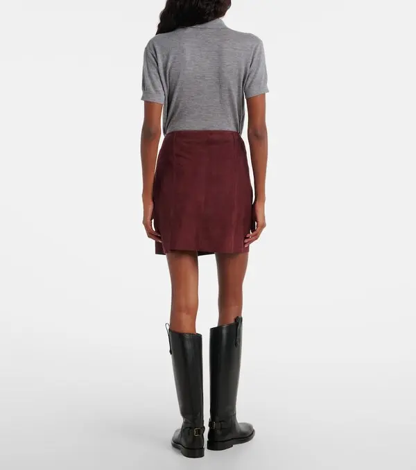 Rixo Wiley Suede Miniskirt - Brown