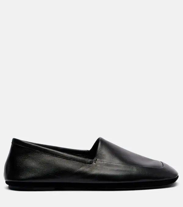 LEMAIRE Leather Slippers - Black