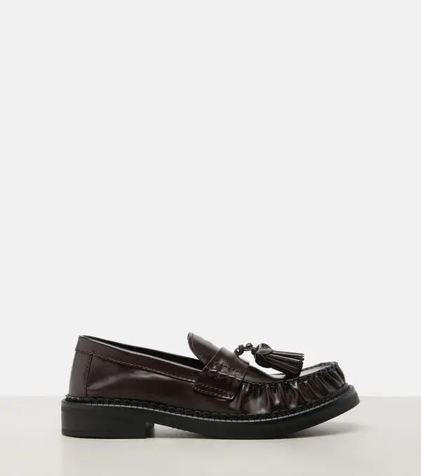Miu Miu Leather Loafers - Brown