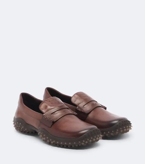 Miu Miu Leather Loafers - Brown