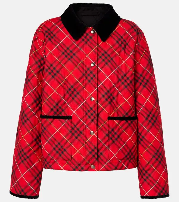 Burberry Checked Cotton Jacket - Red