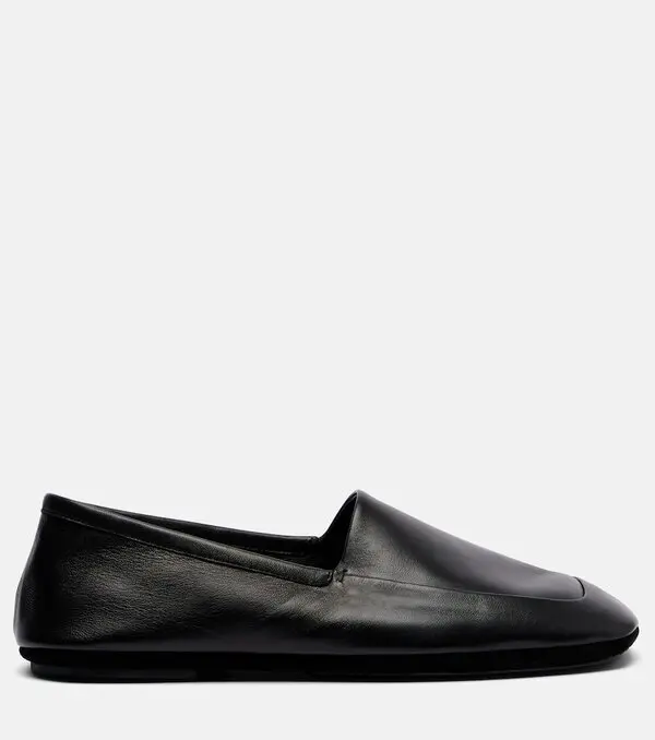 LEMAIRE Leather Slippers - Black