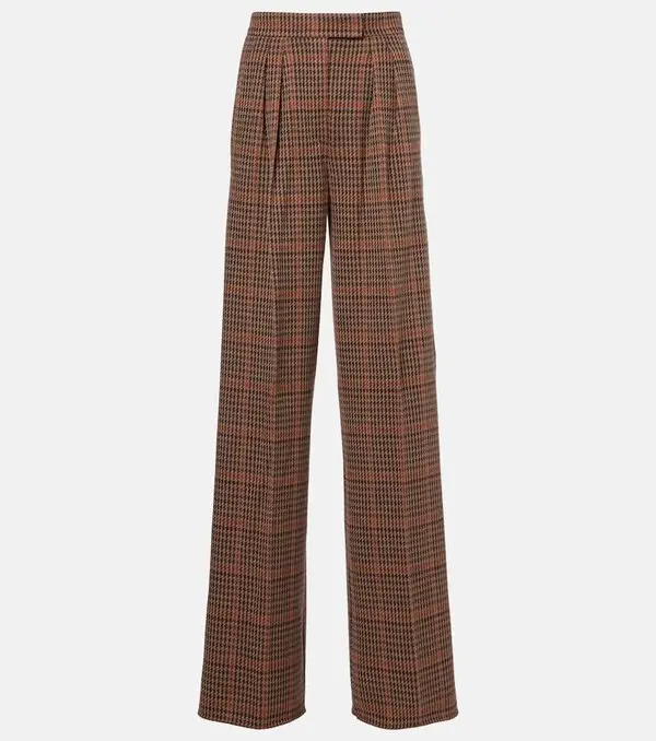Max Mara Seggio Wide-leg Houndstooth Trousers - Brown