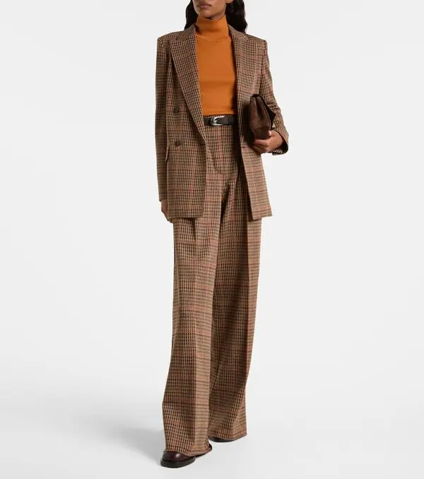 Max Mara Seggio Wide-leg Houndstooth Trousers - Brown